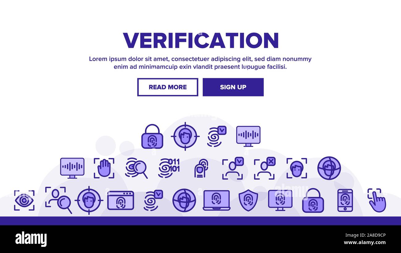 Verification of ID Vector Thin Line Icons Set Stock Vector Image & Art ...