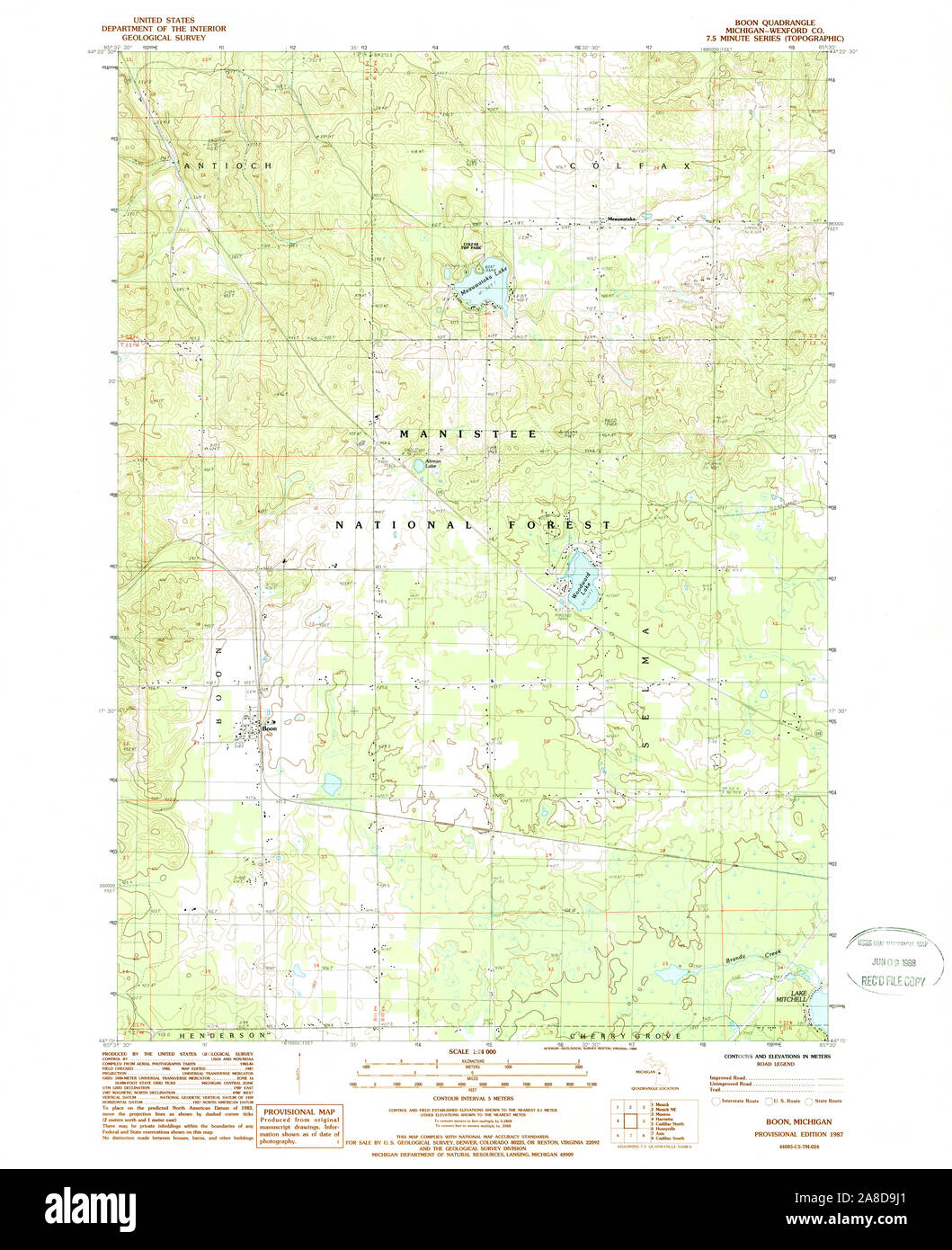 USGS TOPO Map Michigan MI Boon 275722 1987 24000 Stock Photo - Alamy