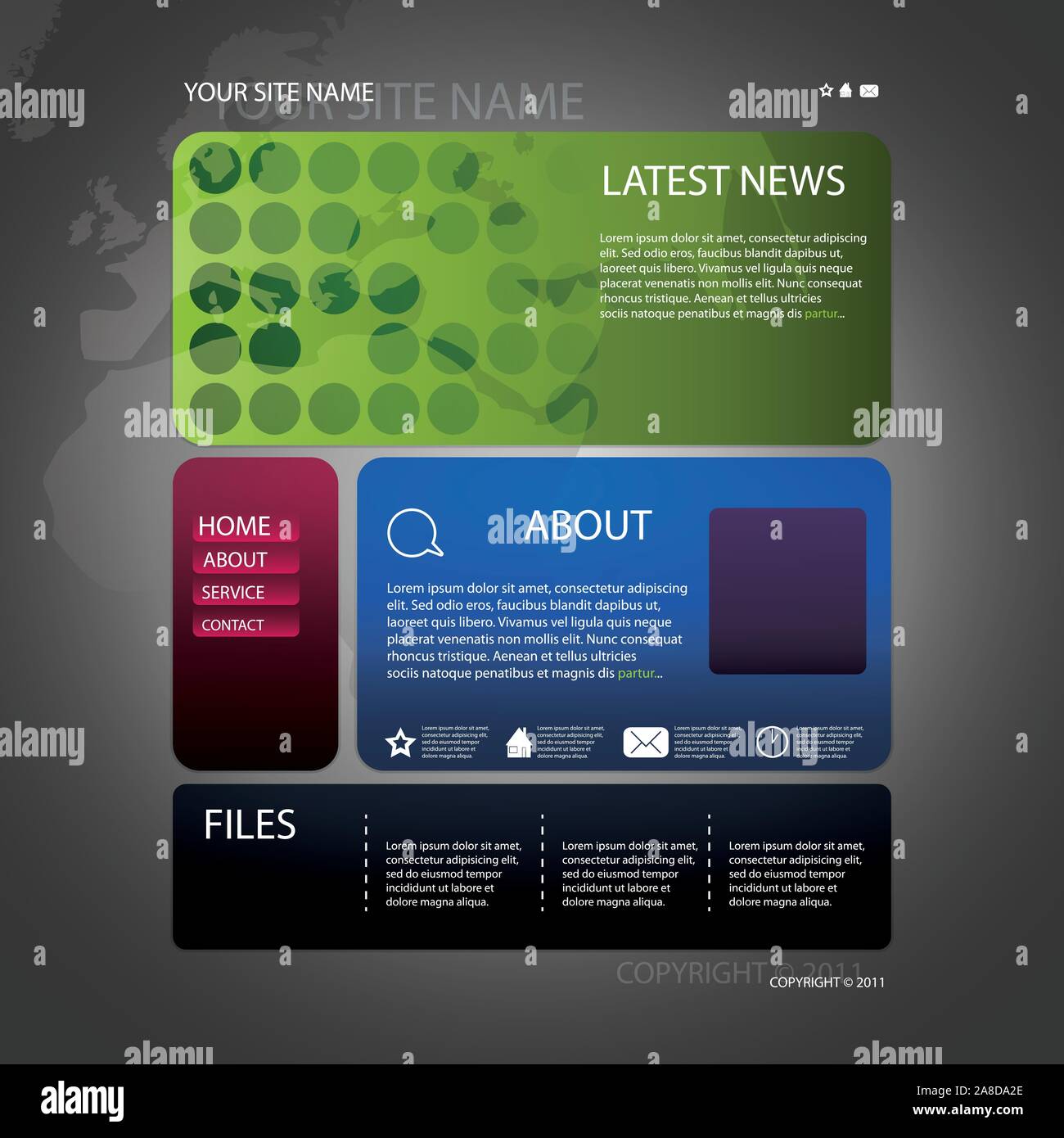 Abstract Website Design Template Illustration with Grey World Map ...