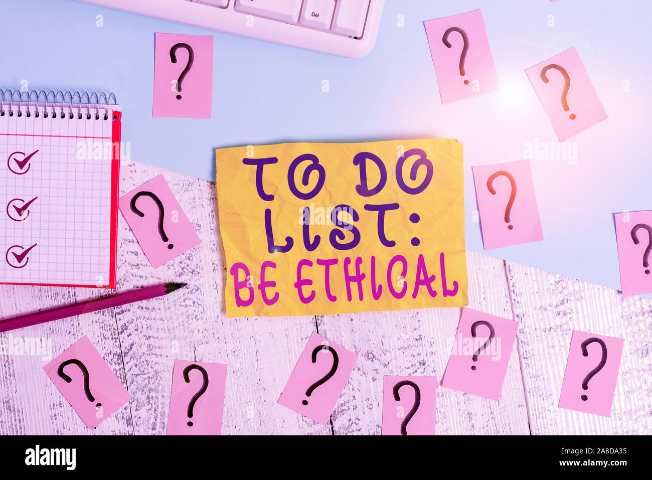 Writing note showing To Do List Be Ethical. Business concept for plan ...