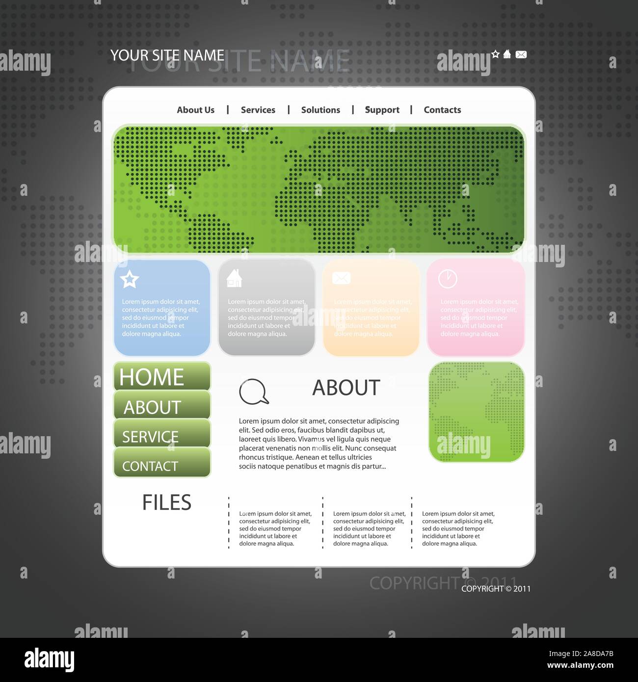 Abstract Website Design Template Illustration with World Map and ...