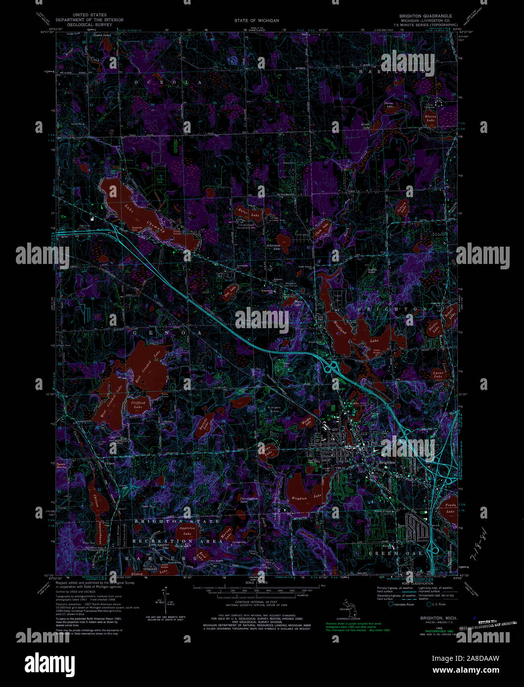 Map of brighton michigan hi-res stock photography and images - Alamy