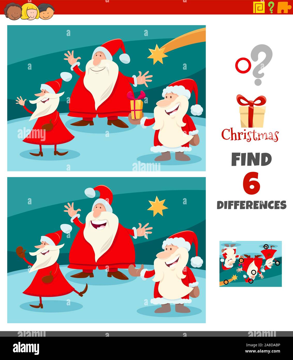 Cartoon Illustration of Finding Differences Between Pictures ...
