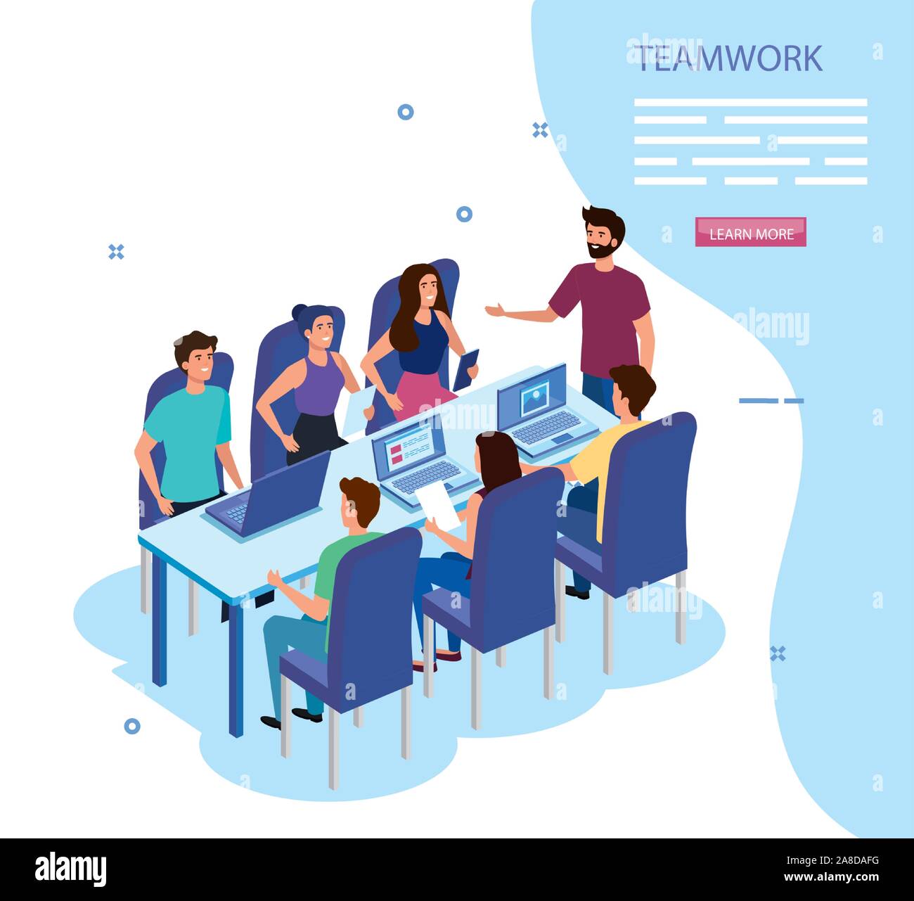 work team group in meeting avatar characters Stock Vector Image & Art ...