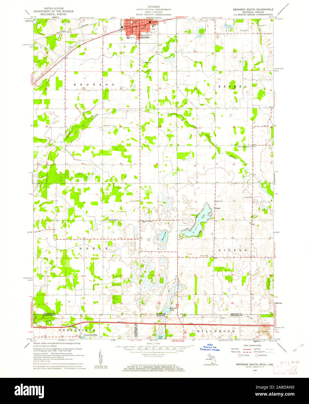 Bronson michigan map hi-res stock photography and images - Alamy