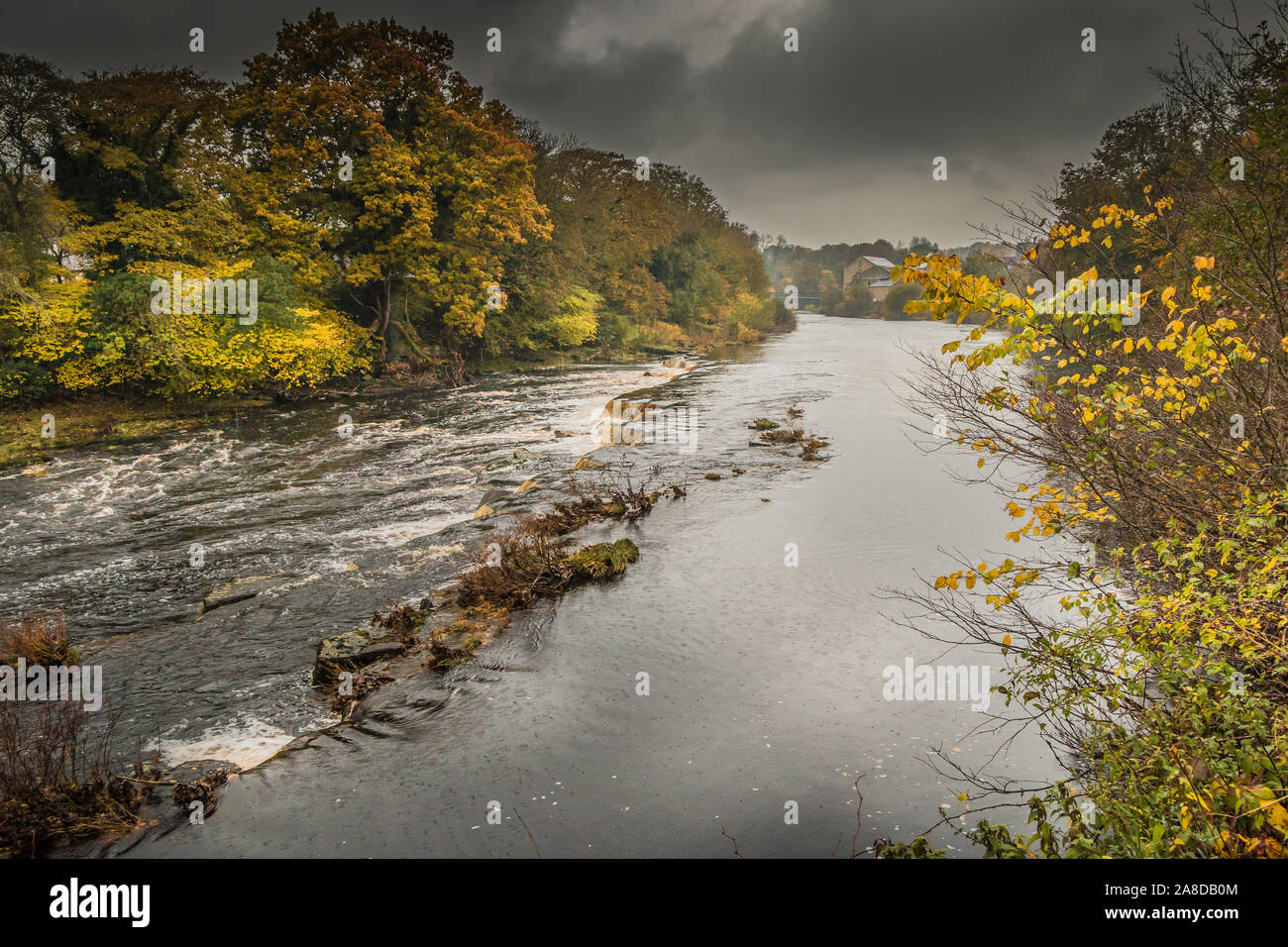 The River Tees looking upstream from Demenses Mill, Barnard Castle ...