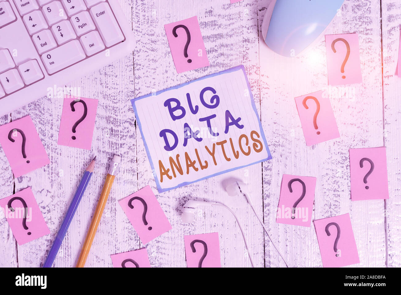 Writing note showing Big Data Analytics. Business concept for The process of examining large and ...