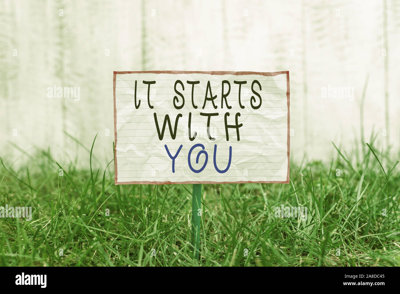 Text sign showing It Starts With You. Business photo text Motivation ...