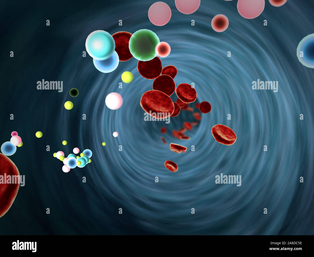 inside the blood vessel, High quality 3d render of blood cells, Red and ...