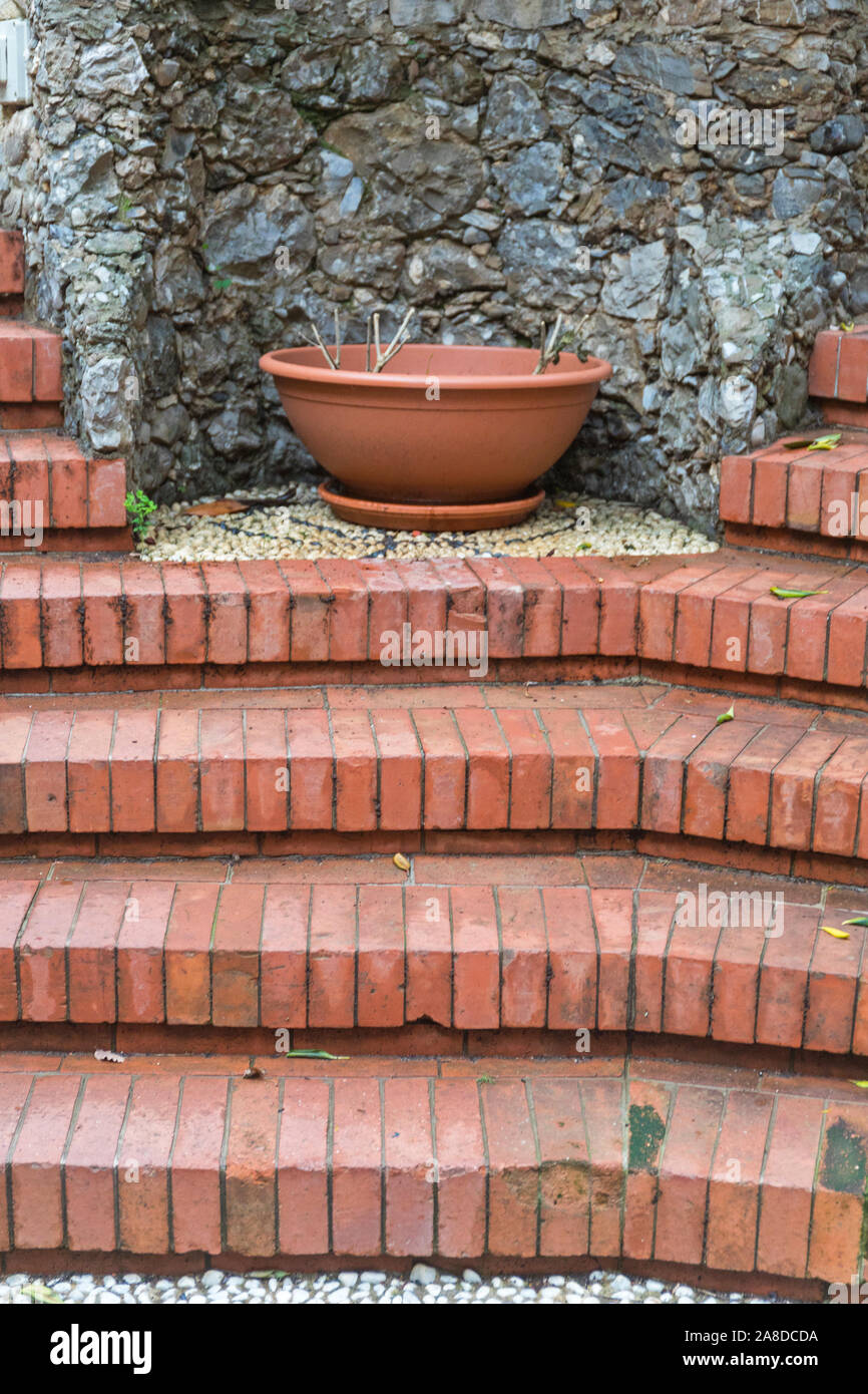 Red Brick Stairs in Garden Italy Stock Photo - Alamy