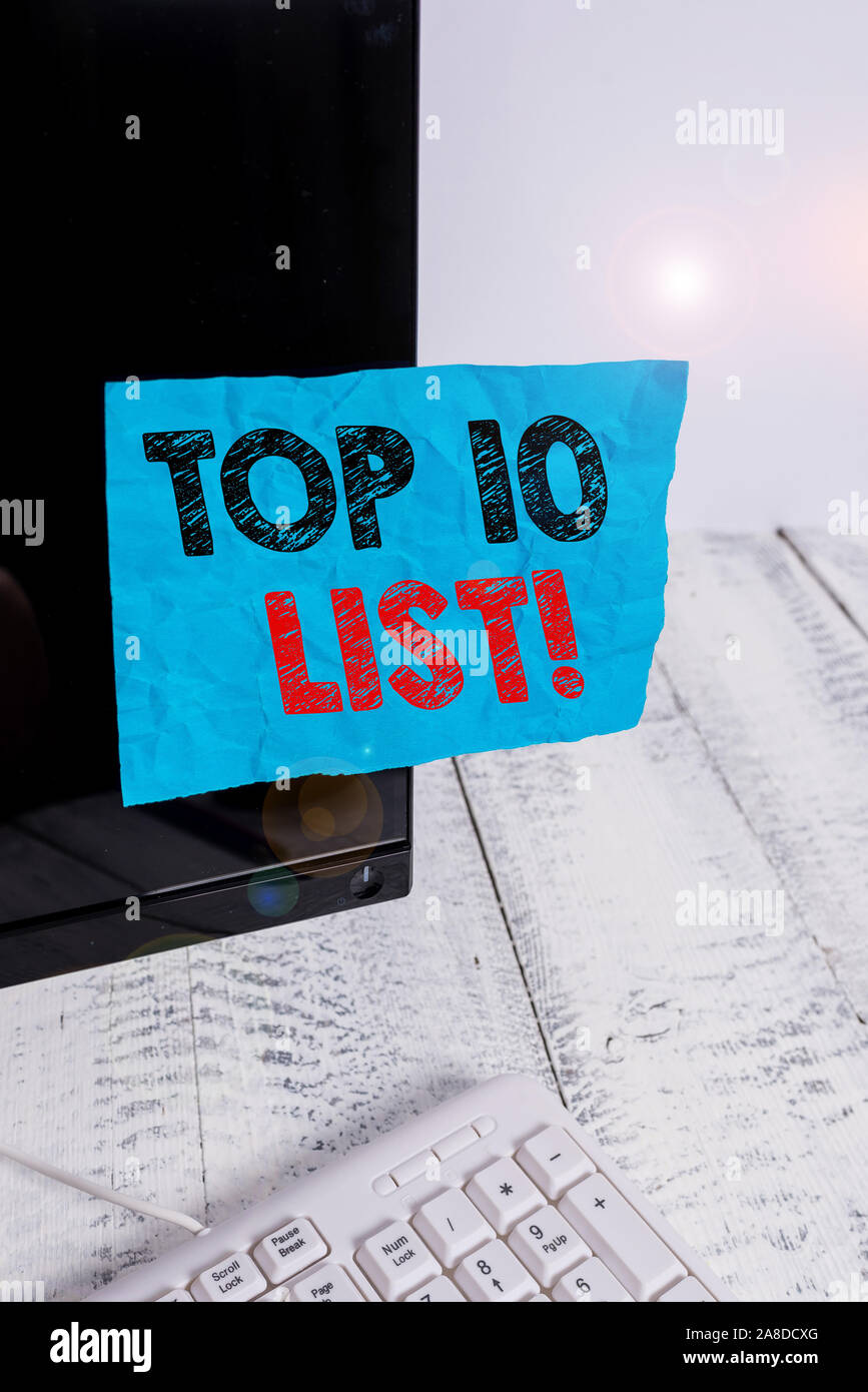 Handwriting text Top 10 List. Conceptual photo the ten most important ...