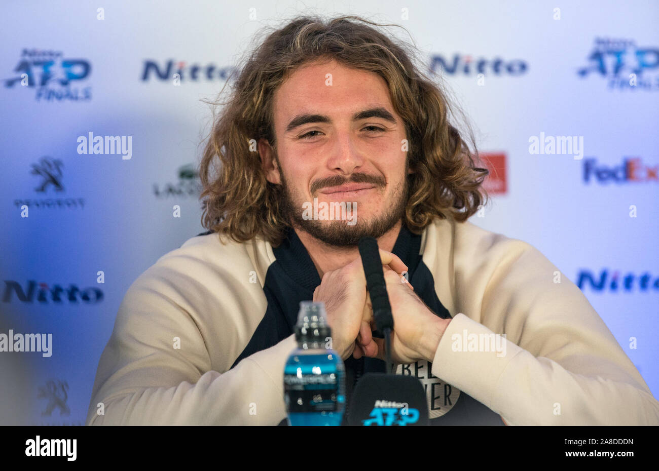 London, UK. 08th Nov, 2019. Stefanos Tsitsipas of GREECE during the ...