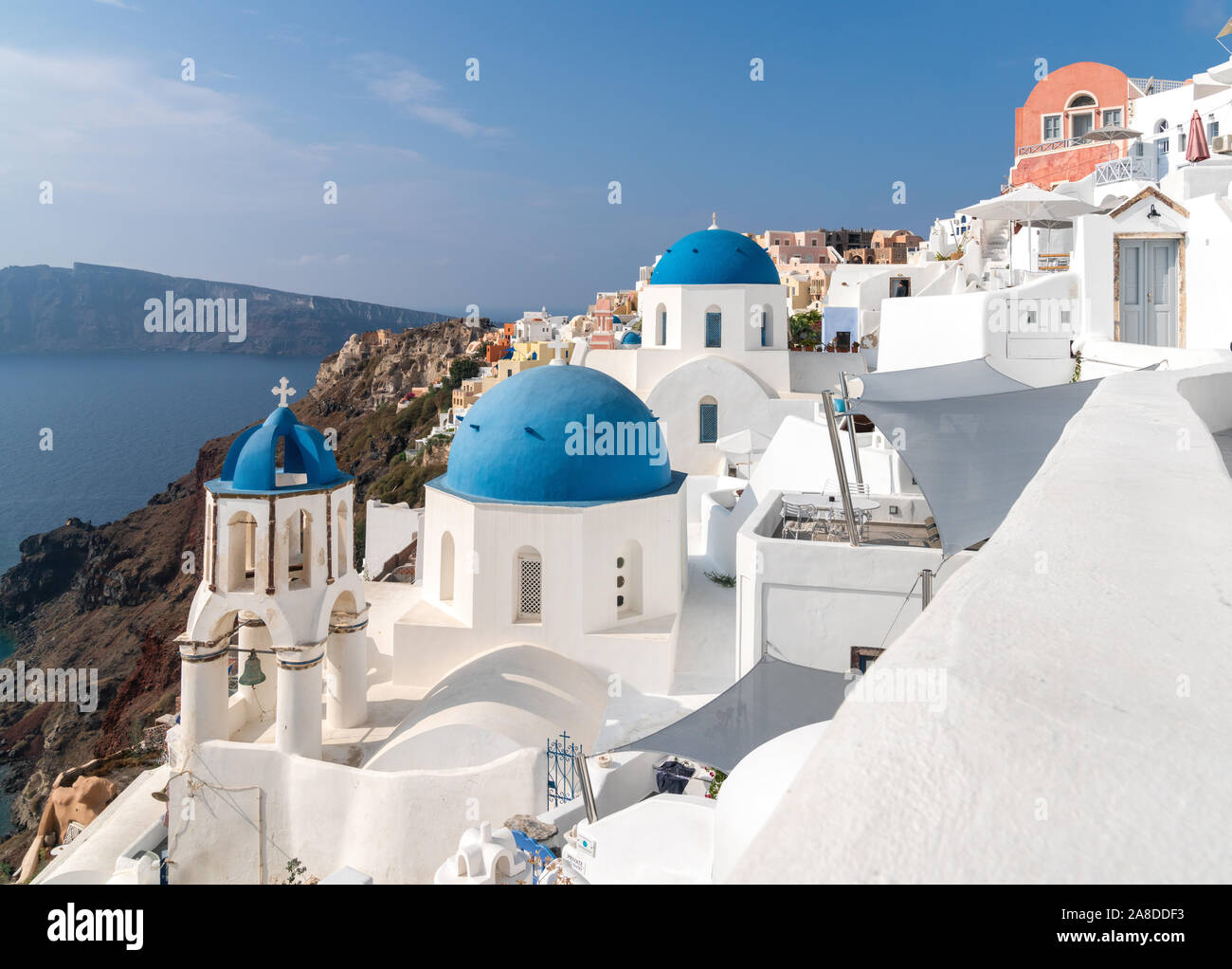 Santorini blue roof hi-res stock photography and images - Alamy