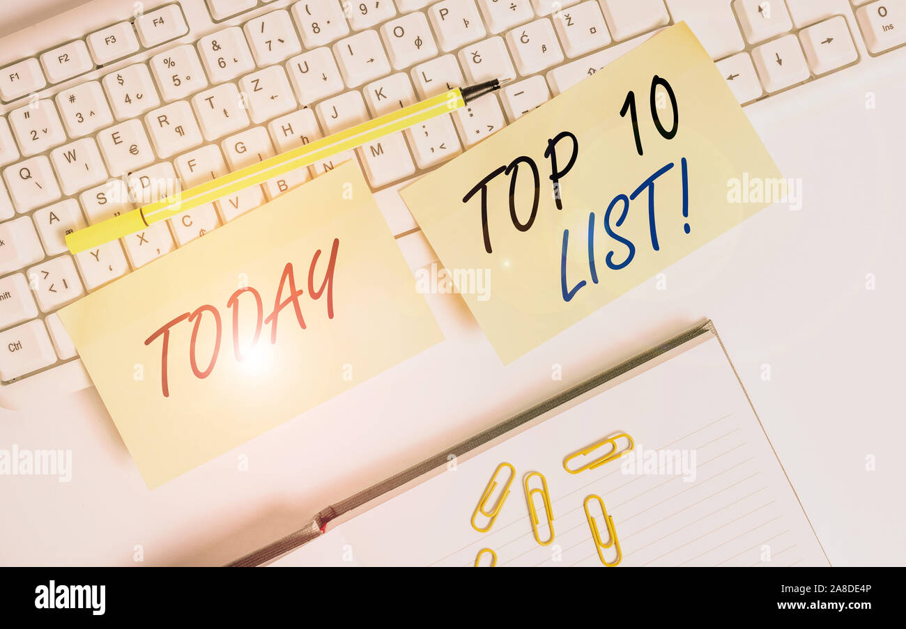 Conceptual hand writing showing Top 10 List. Concept meaning the ten ...