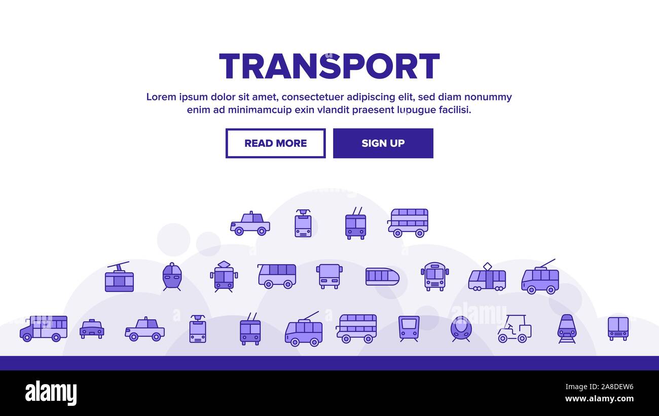 Public Transport And Vehicle Vector Linear Icons Set Stock Vector Image ...