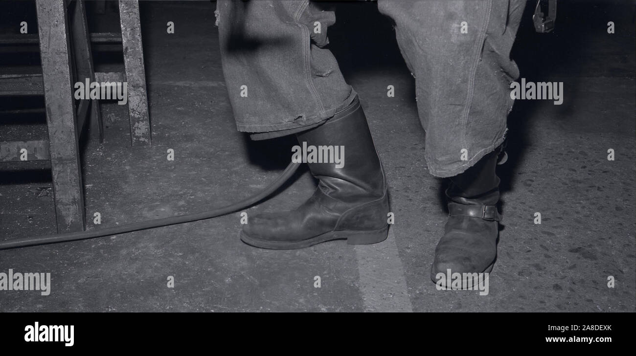 1940s, historical, close-up of pair of work boots Stock Photo - Alamy
