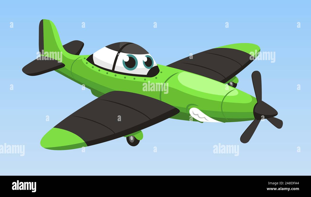 single engine airplane cartoon vector illustration Stock Vector Image ...