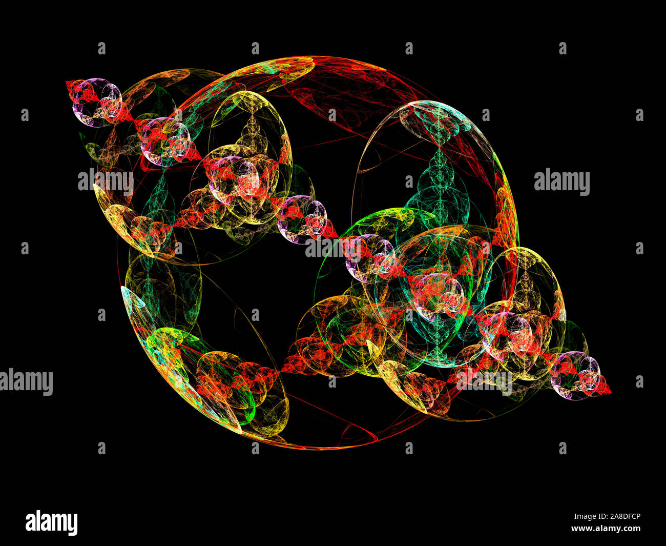 Colorful fractal plasma sphere, strings of chaotic plasma energy. smoke ...