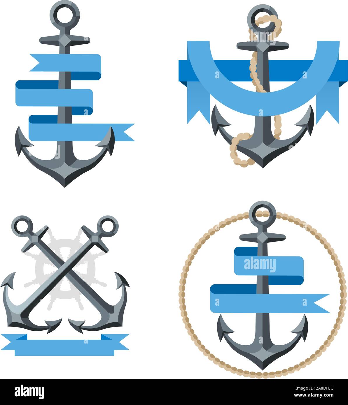 Anchor emblem illustrations 3 Stock Vector Image & Art - Alamy