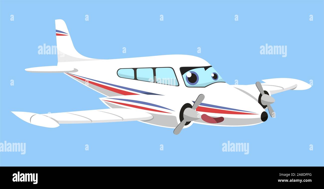 twin-engine airplane cartoon vector illustration Stock Vector Image ...