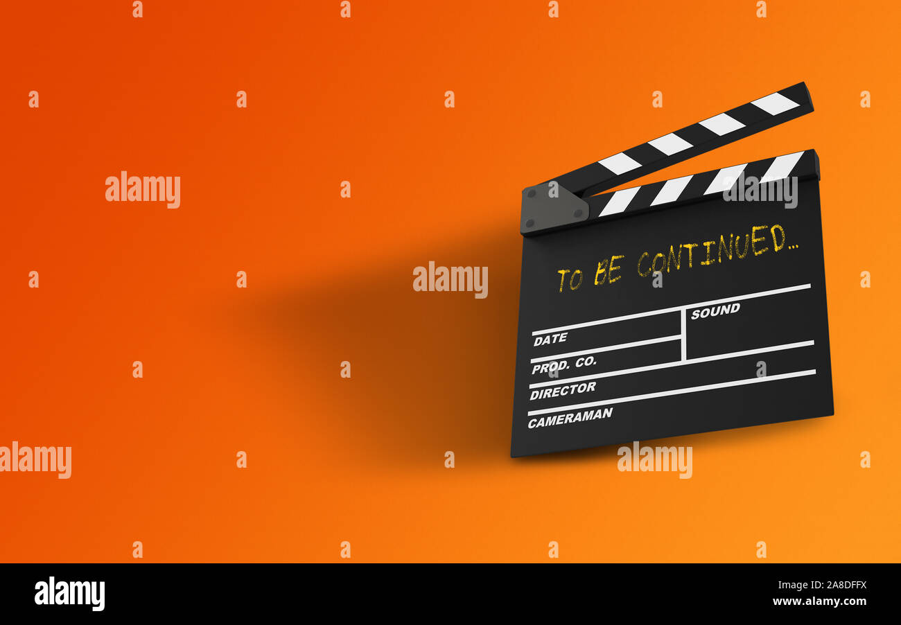 To Be Continued message written on a film slate with handwritten yellow ...