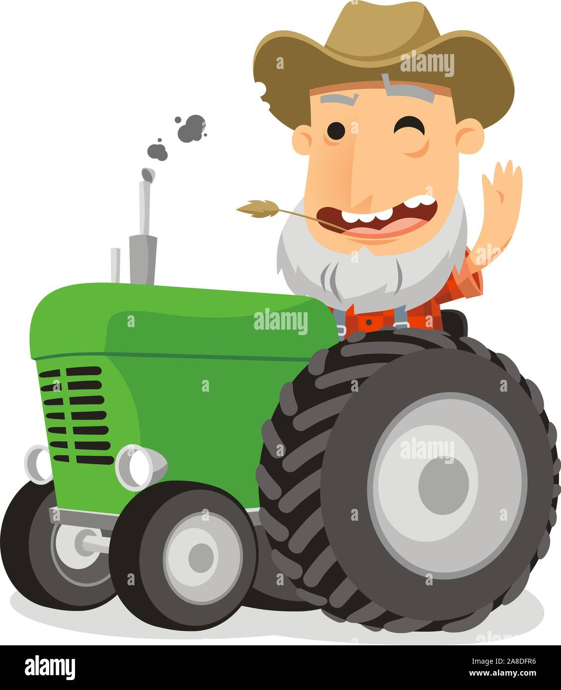 farmer driving tractor vector cartoon illustration Stock Vector Image ...
