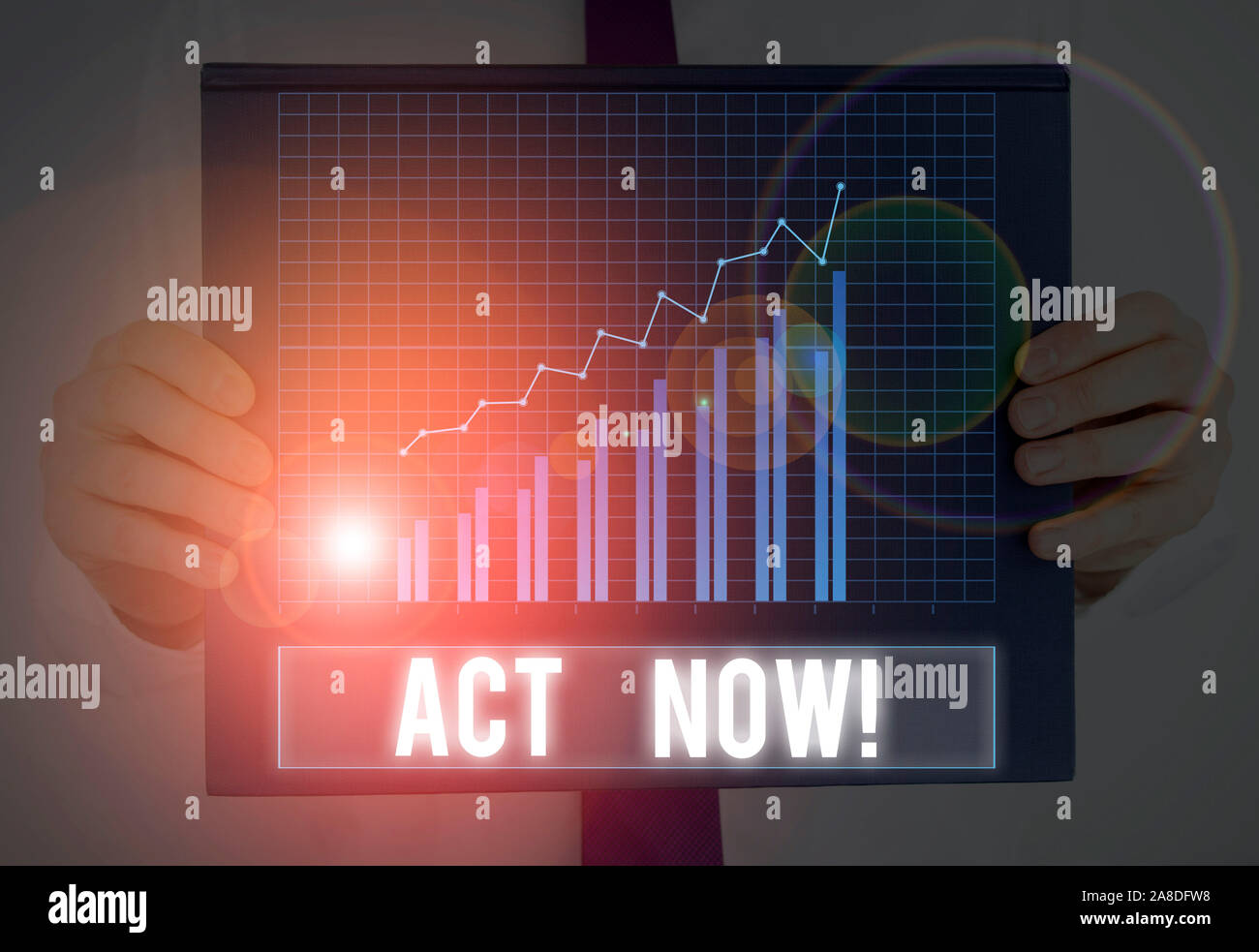 Text sign showing Act Now. Business photo showcasing fulfil the ...