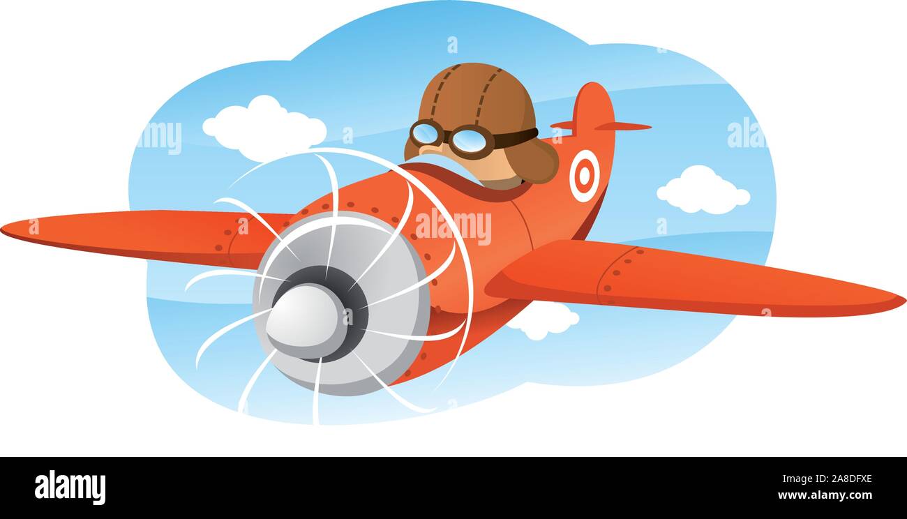 cartoon illustration of a boy riding an airplane Stock Vector Image ...