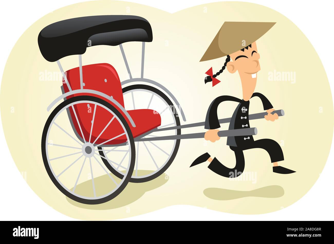 Pulled rickshaw illustration Stock Vector Image & Art - Alamy
