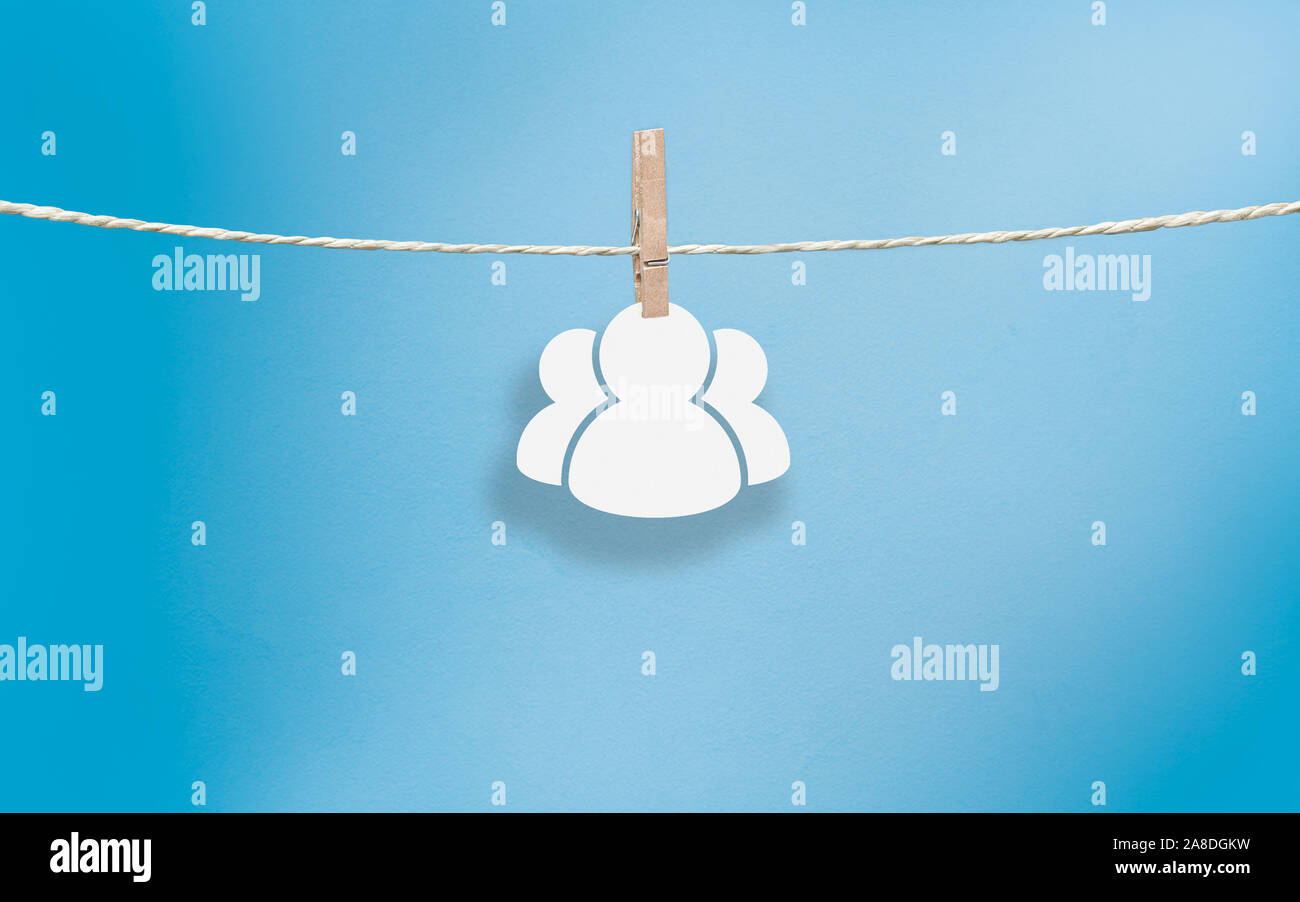 Cut out Social Media icon in white cut out paper on blue background ...