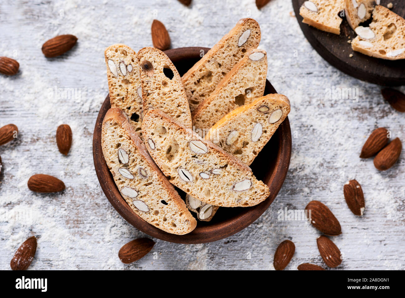 high angle view of some carquinyolis, typical pastries of Catalonia ...