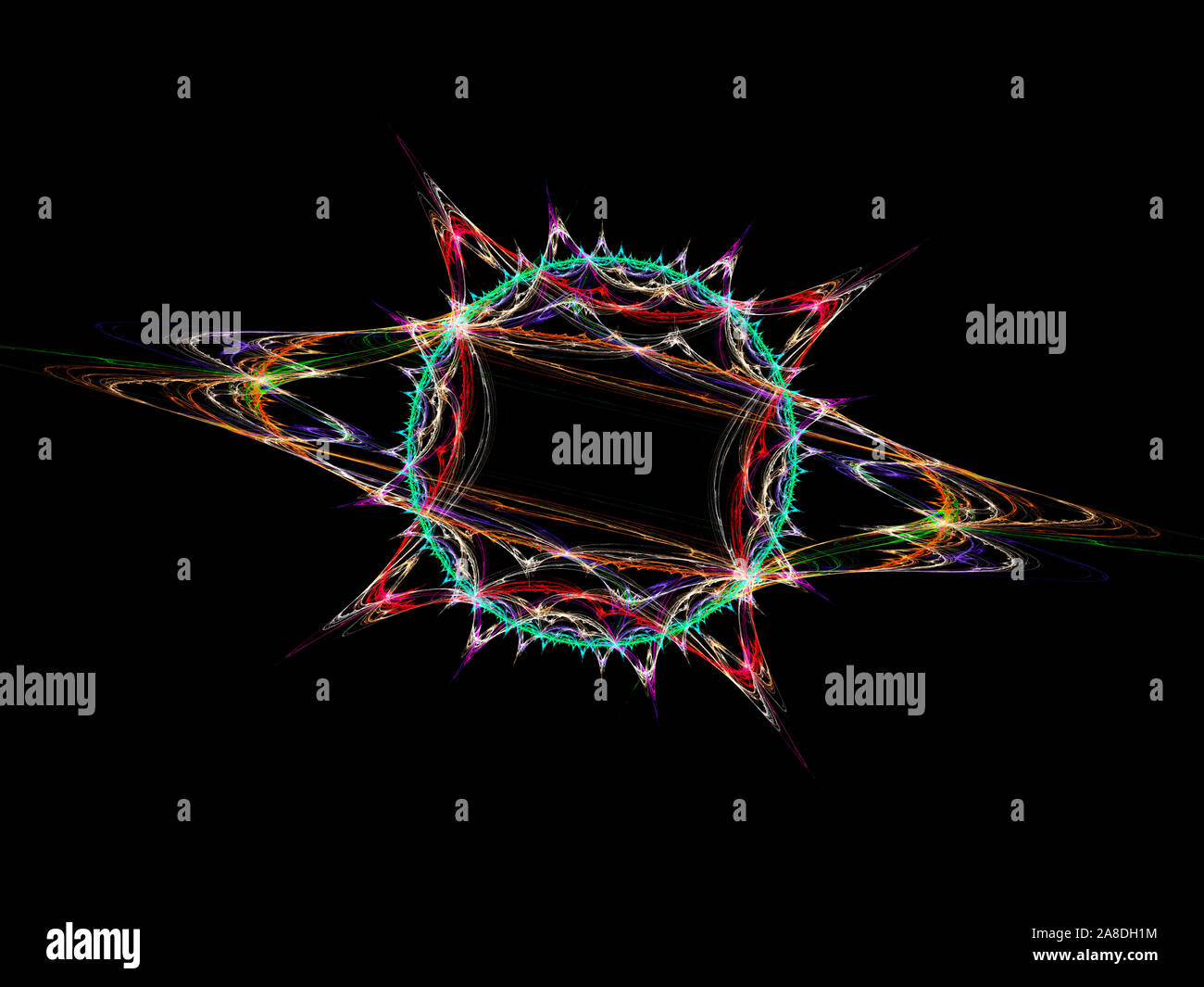 Colorful fractal plasma sphere, strings of chaotic plasma energy. smoke ...