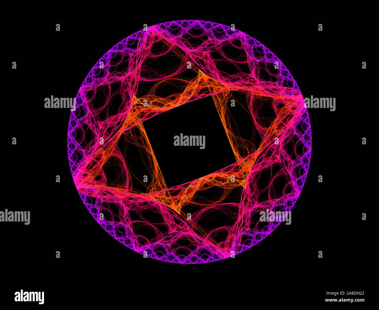 Colorful fractal plasma sphere, strings of chaotic plasma energy. smoke ...