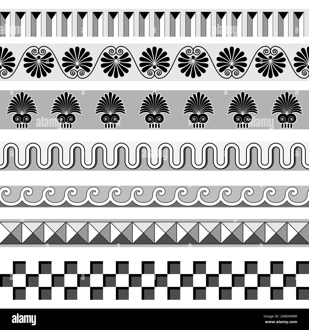 Ancient Greek seamless borders frames pattern set Stock Vector Image ...
