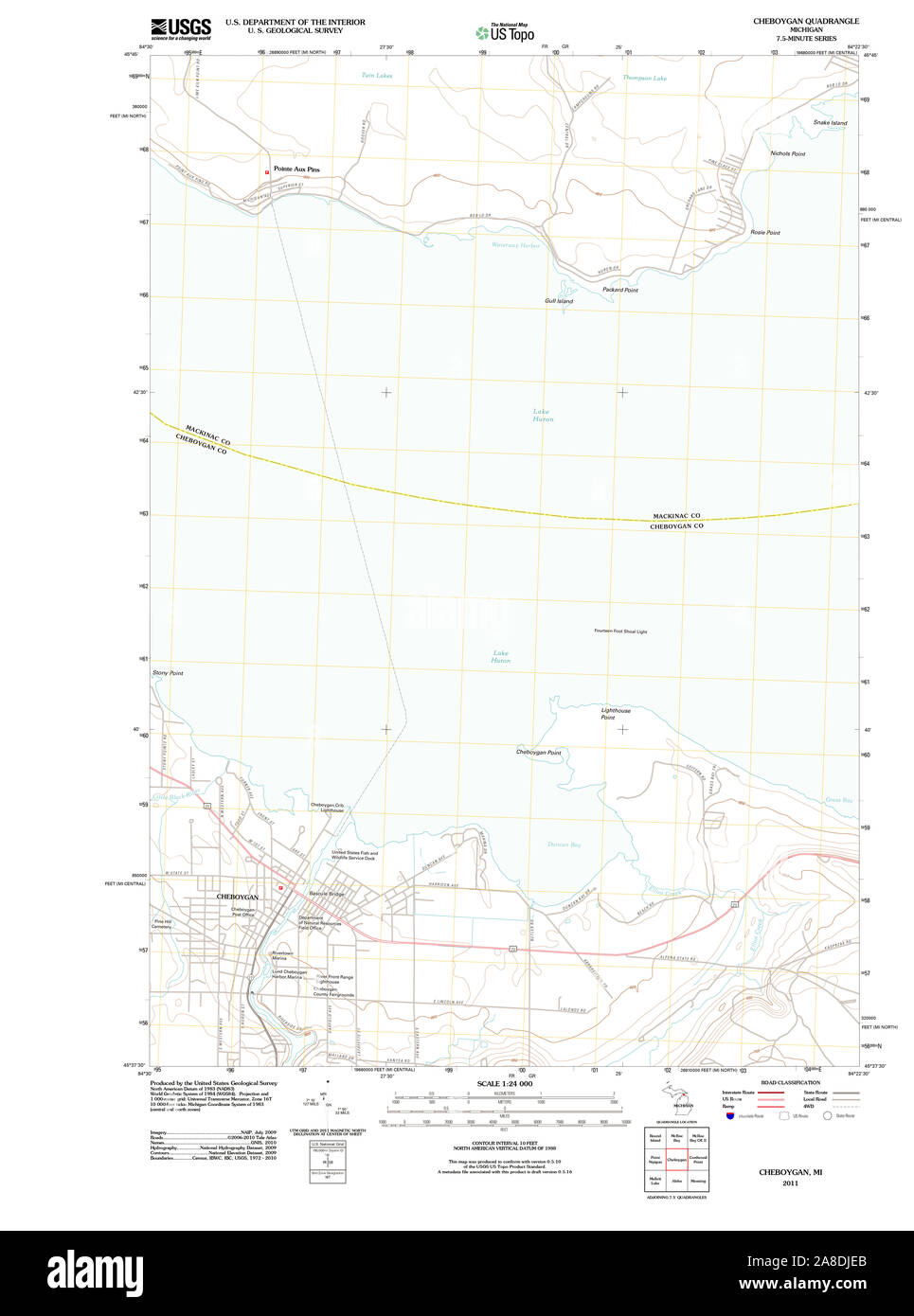 Cheboygan map hi-res stock photography and images - Alamy