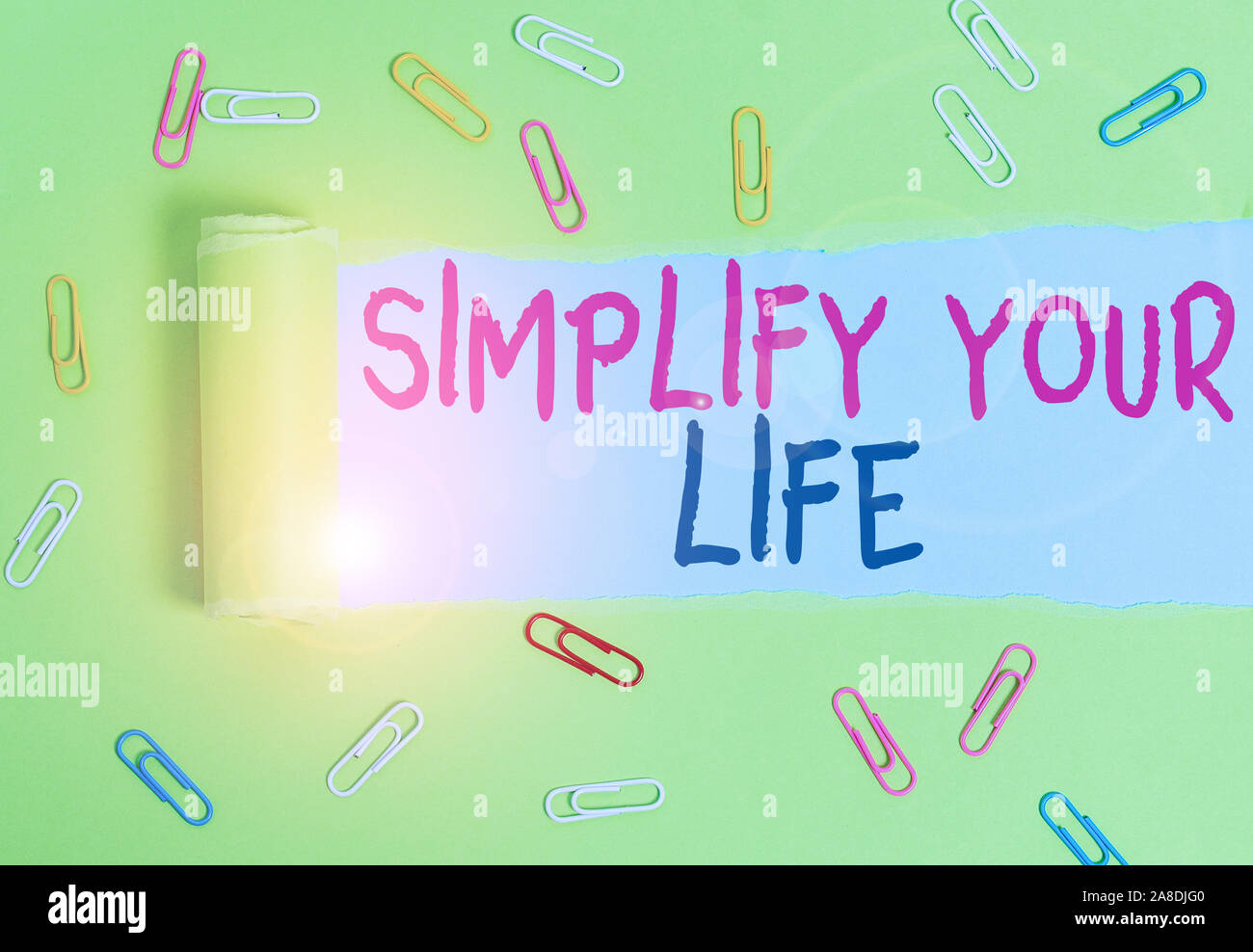 Writing note showing Simplify Your Life. Business concept for Manage ...