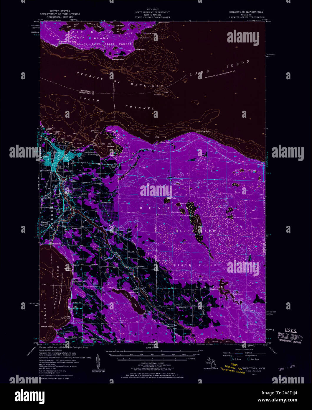 Map of cheboygan hi-res stock photography and images - Alamy