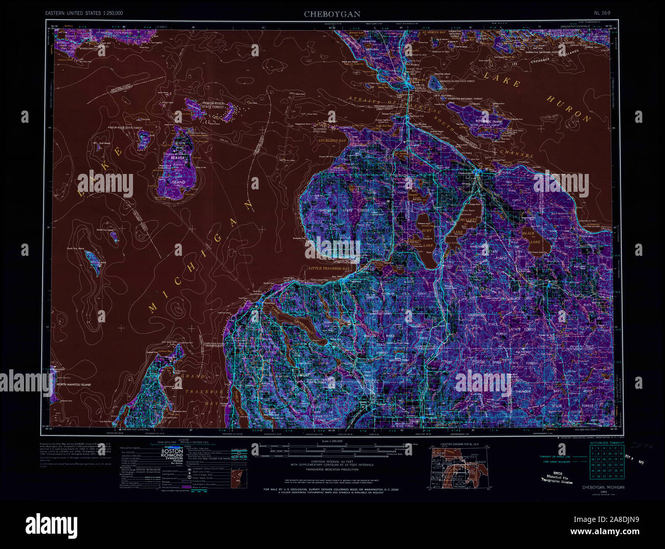 Map of cheboygan hi-res stock photography and images - Alamy