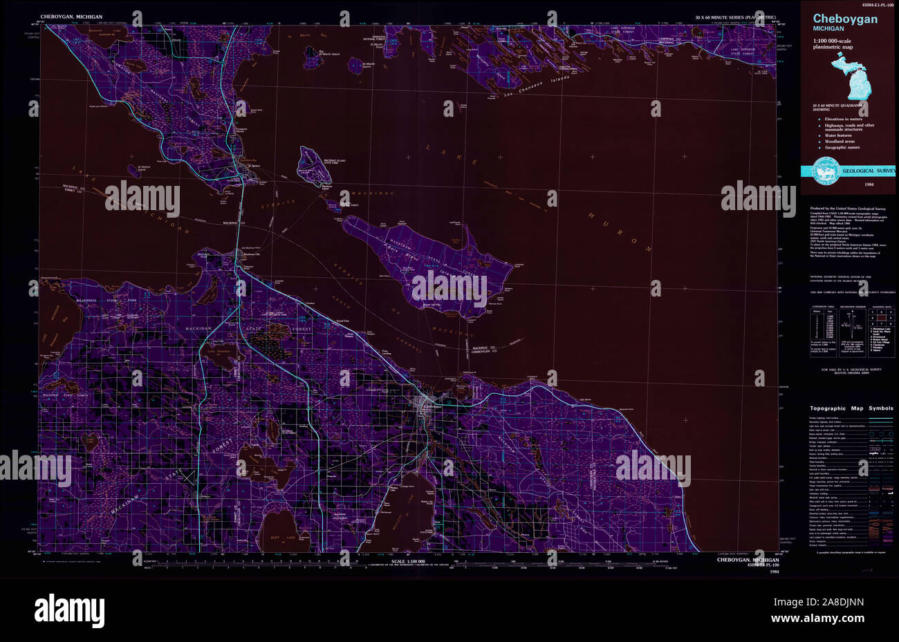 Map of cheboygan hi-res stock photography and images - Alamy