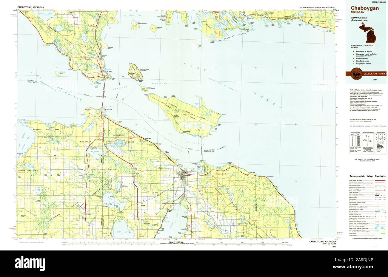 Cheboygan map hi-res stock photography and images - Alamy