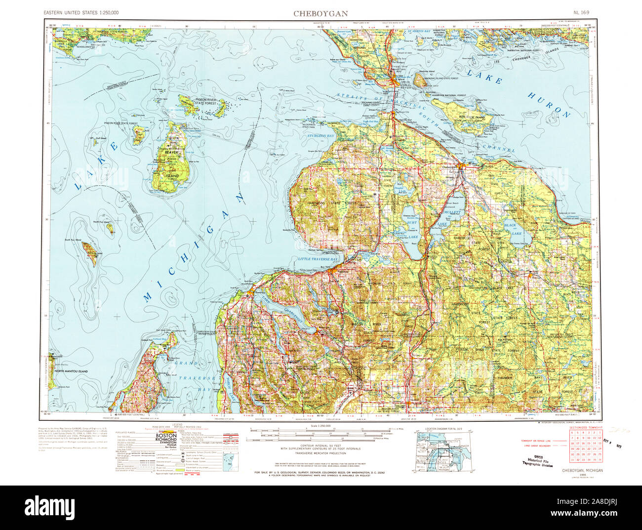Cheboygan map hi-res stock photography and images - Alamy