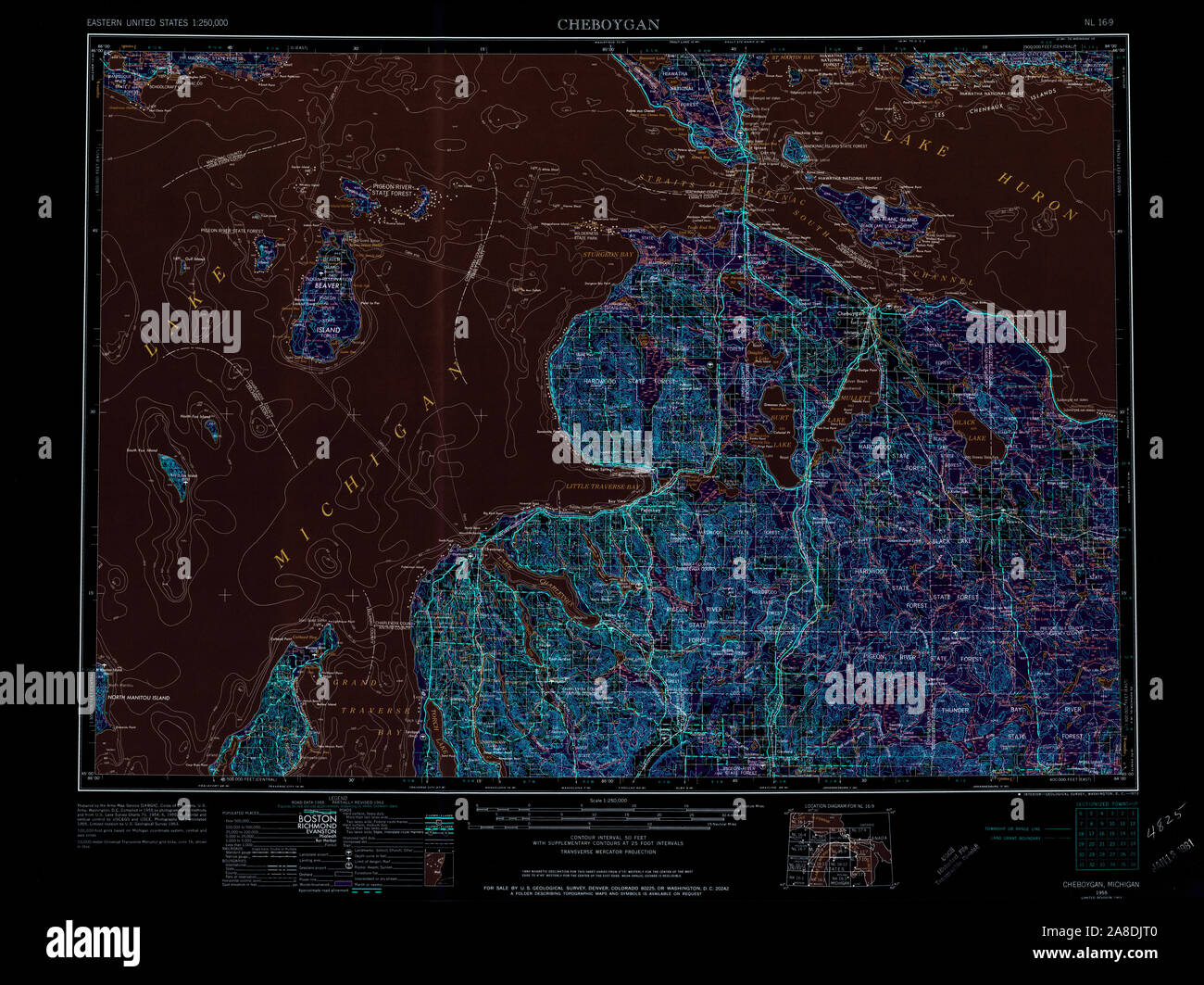 Cheboygan map hi-res stock photography and images - Alamy