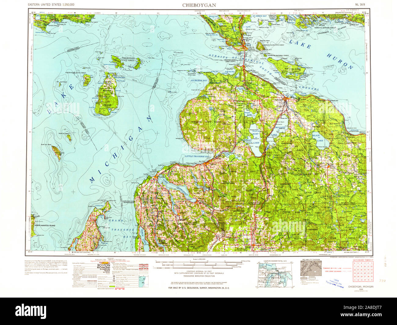 Map of cheboygan hi-res stock photography and images - Alamy