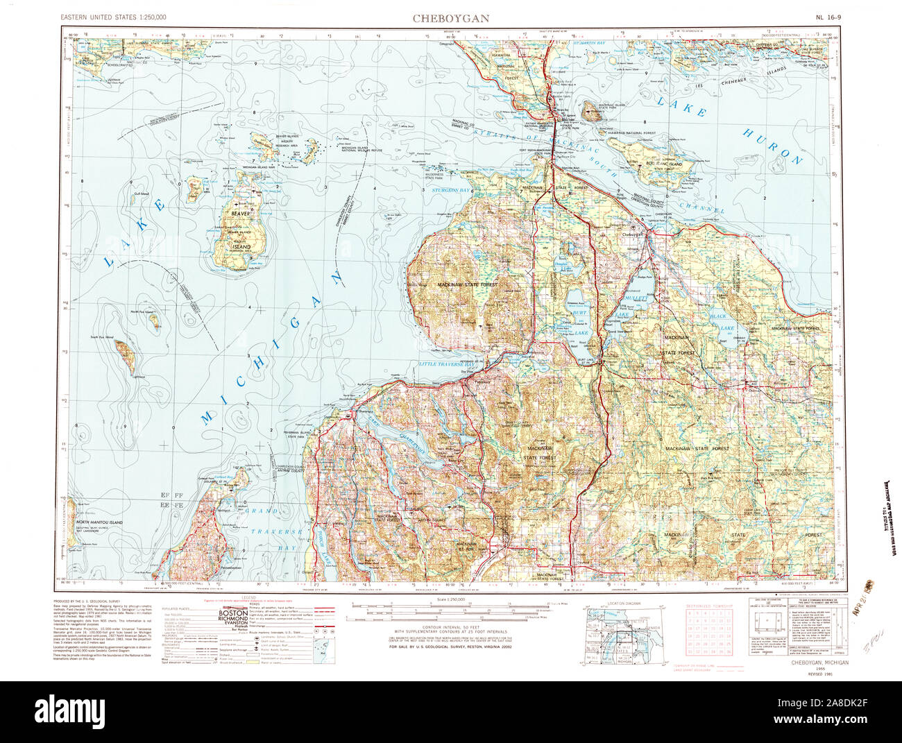 Map of cheboygan hi-res stock photography and images - Alamy