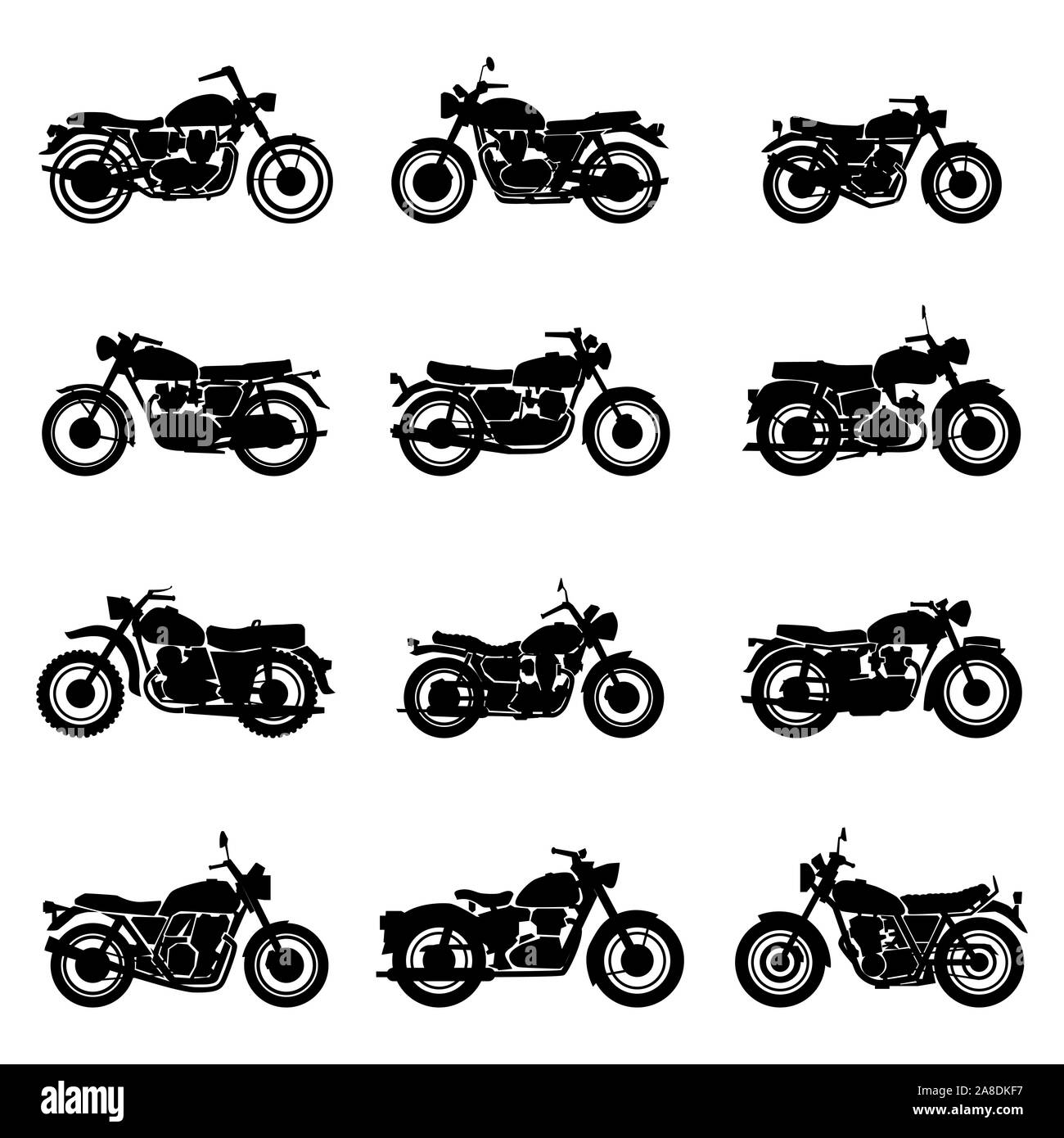 classic road vintage motorcycles vector illustration set Stock Vector ...