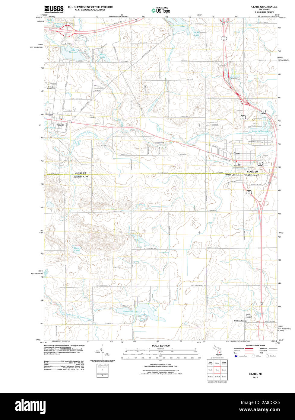 Map of clare michigan hi-res stock photography and images - Alamy