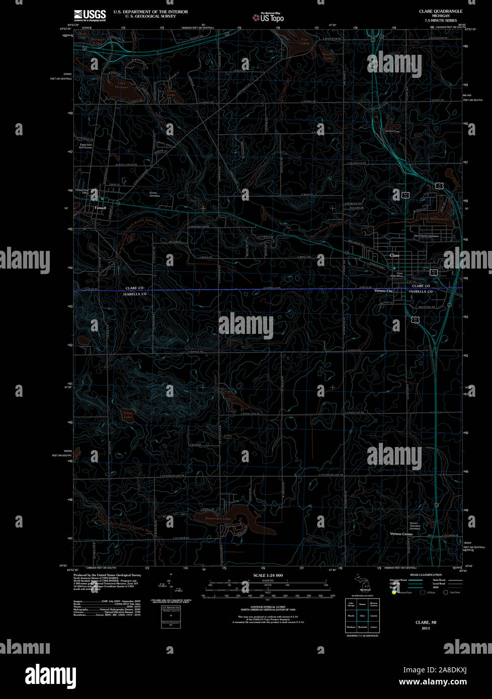 Map of clare michigan hi-res stock photography and images - Alamy