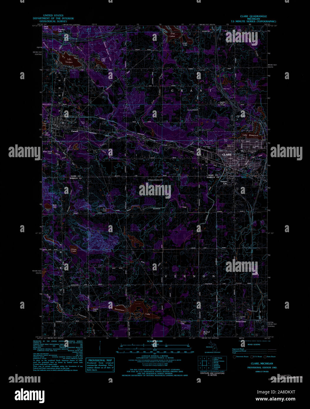 Map of clare michigan hi-res stock photography and images - Alamy