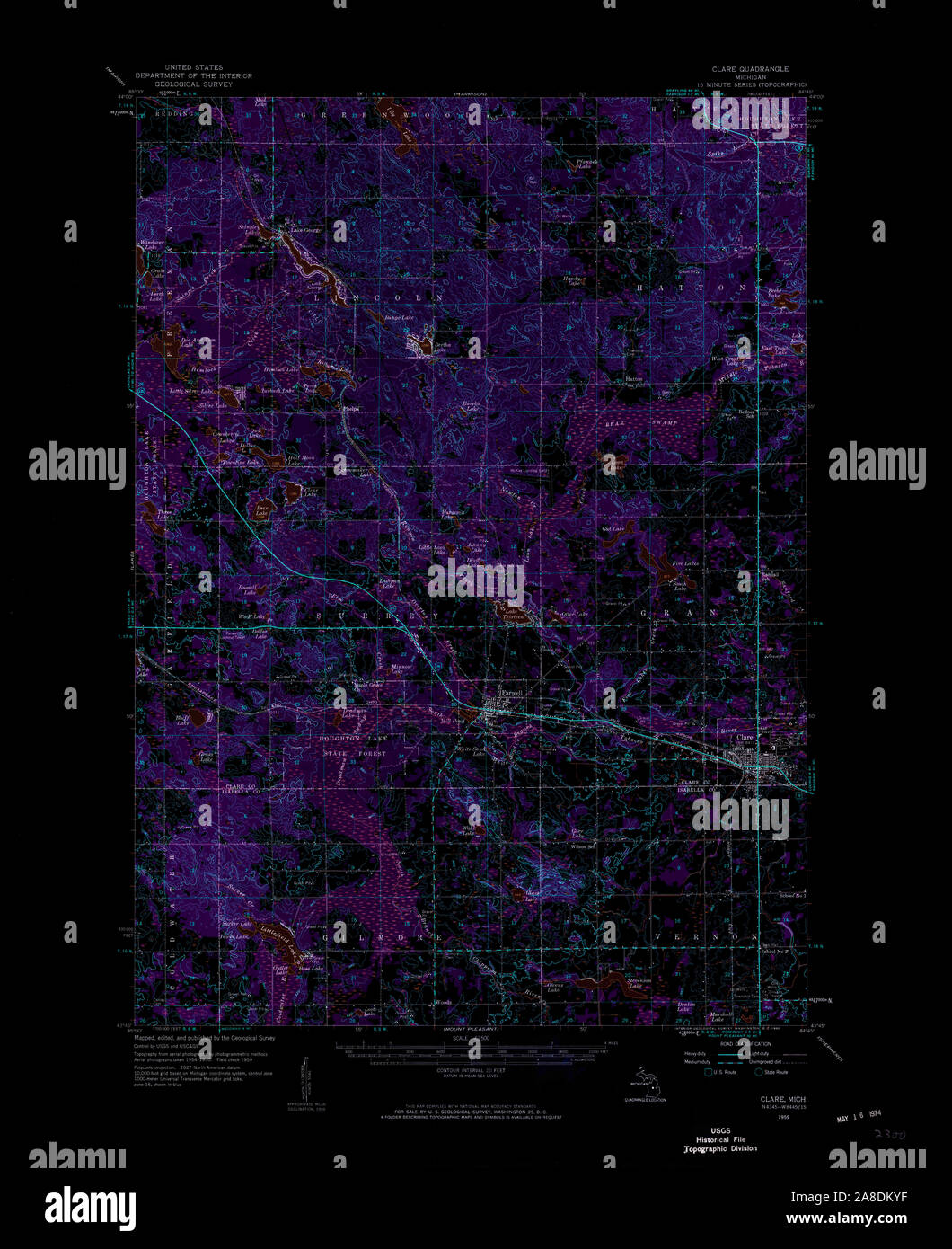Map of clare michigan hi-res stock photography and images - Alamy