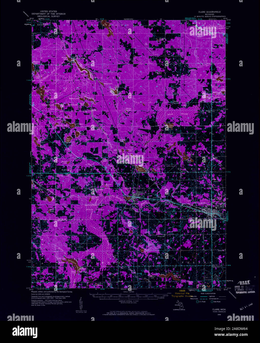 Map of clare michigan hi-res stock photography and images - Alamy
